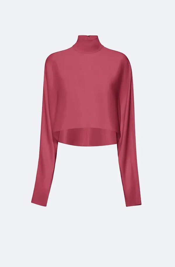 Lapointe Satin Caftan Top - Dark Rose