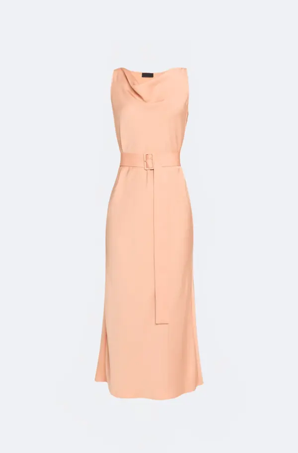 Lapointe Lightweight Satin Belted Dress - Dune