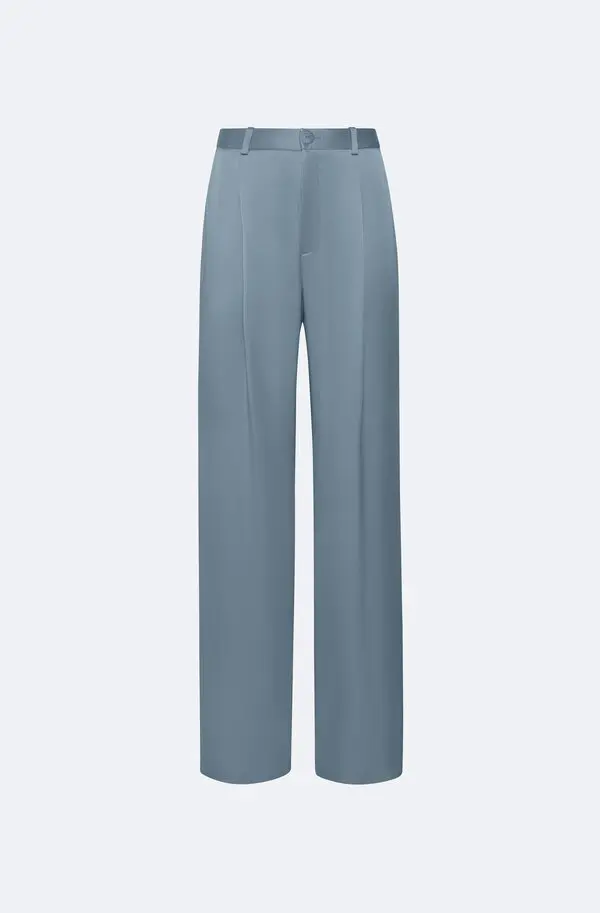 Lapointe Relaxed Pleated Satin Trousers - Light Slate