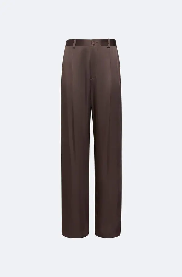 Lapointe Satin Relaxed Pleated Pant - Mocha