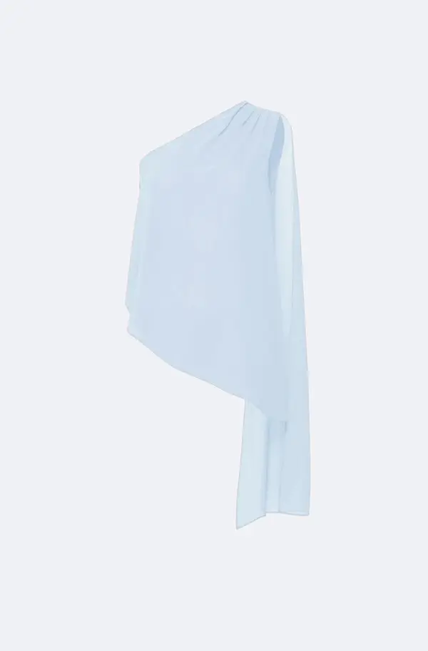 Lapointe Lightweight Georgette One Shoulder Top - Cloud