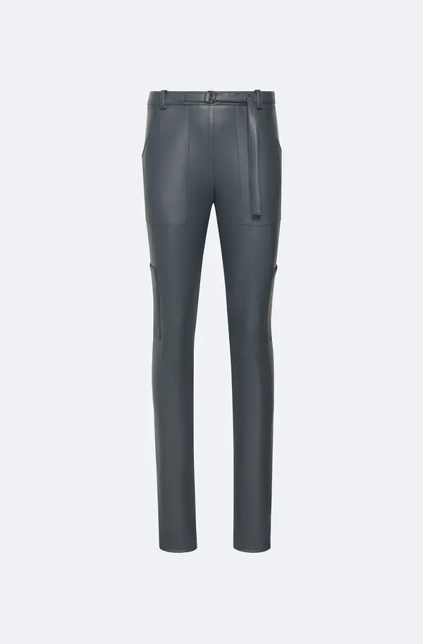 Lapointe Stretch Faux Leather Split Hem Legging - Gray Blue