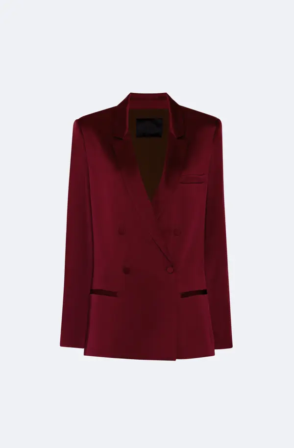 Lapointe Satin Double Breasted Blazer - Crimson
