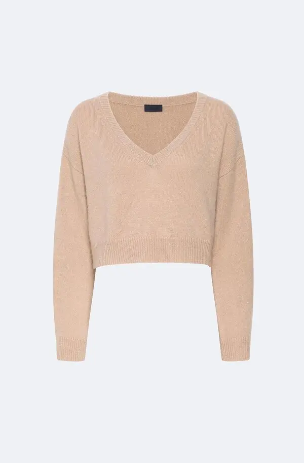 Lapointe Cashmere Cropped V Neck Sweater