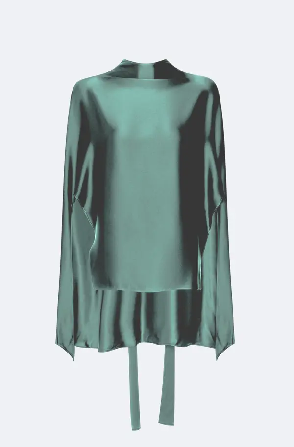 Lapointe Silky Twill Scarf Cape Top