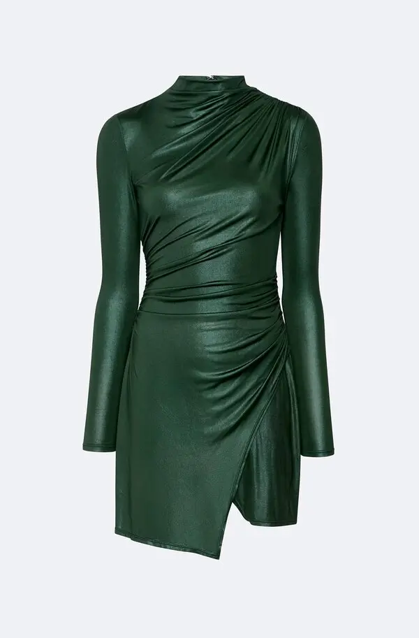 Lapointe Coated Jersey Draped Mini Dress