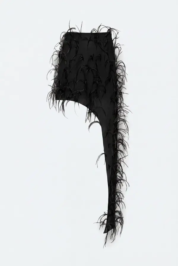Lapointe Lightweight Georgette Skirt With Feathers