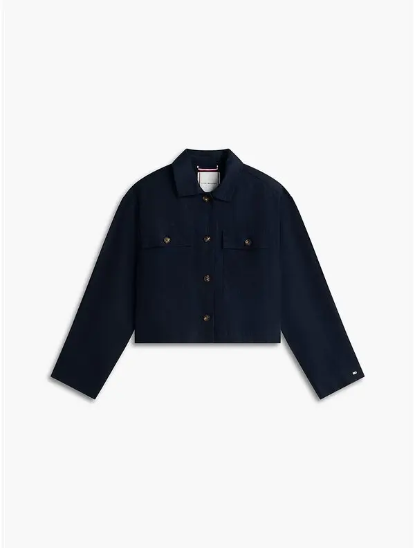 Tommy Hilfiger Linen-blend Cropped Shirt Jacket