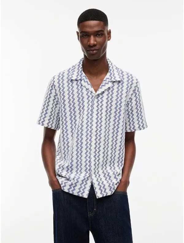 Tommy Hilfiger Open Weave Camp Shirt - Providence Blue