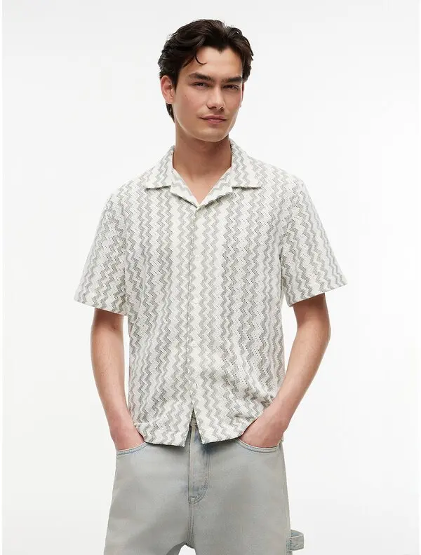 Tommy Hilfiger Open Weave Camp Shirt - Spring Olive