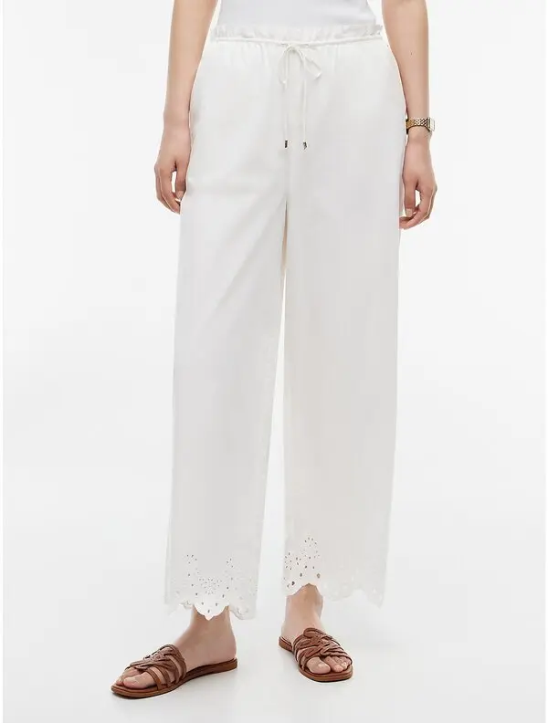 Tommy Hilfiger Embroidered Eyelet Cropped Pull-on Pant