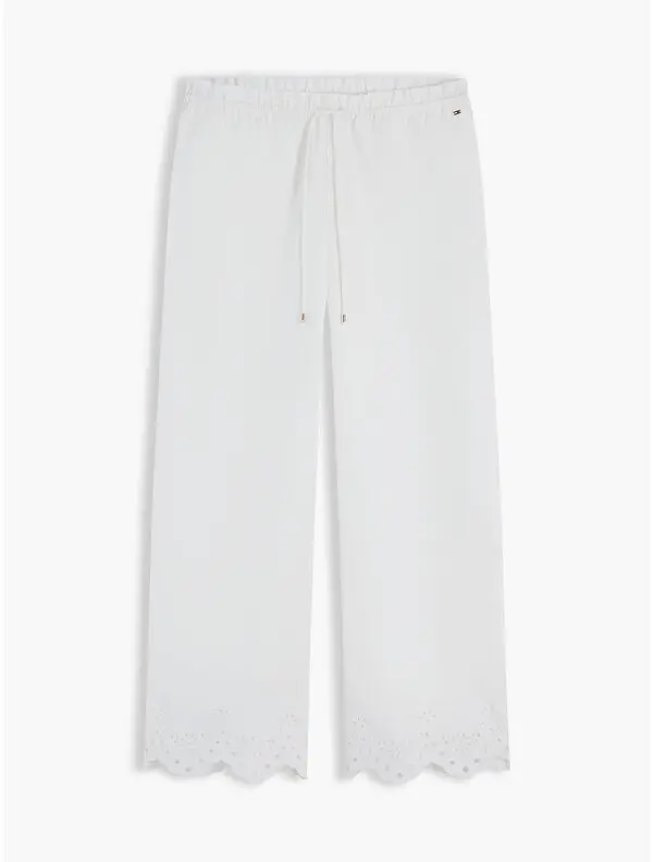 Tommy Hilfiger Embroidered Eyelet Cropped Pull-on Pant