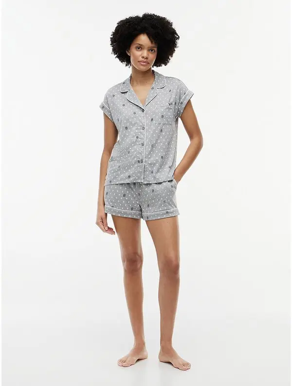 Tommy Hilfiger Short And Shirt Sleep Set - Heather Grey