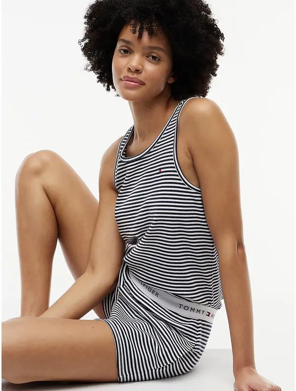 Tommy Hilfiger Striped Racerback Tank And Short Sleep Set