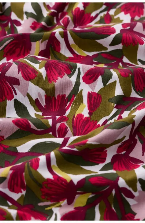SEASALT CORNWALL Floral Stretch Organic Cotton Midi Dress - Abstract Protea Chalk