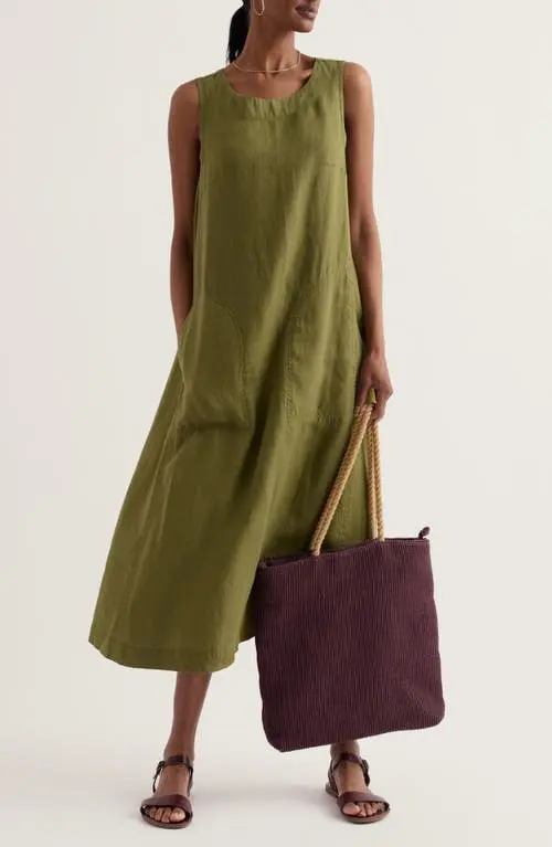 SEASALT CORNWALL Cresting Waves Sleeveless Linen A-line Dress