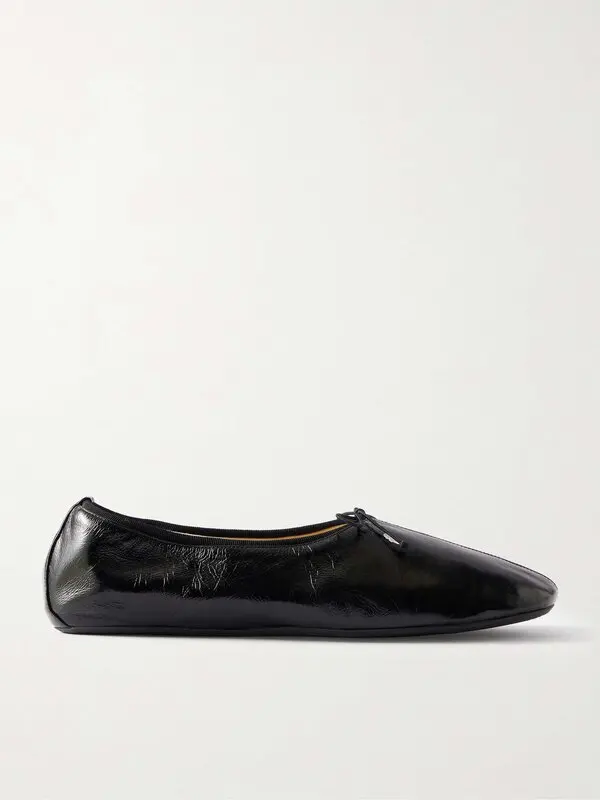 Phoebe Philo Gathered Crinkled Leather Ballet Flats