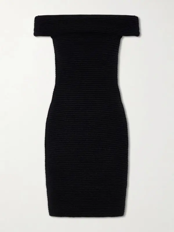 Magda Butrym Off-the-shoulder Knitted Midi Dress - Black