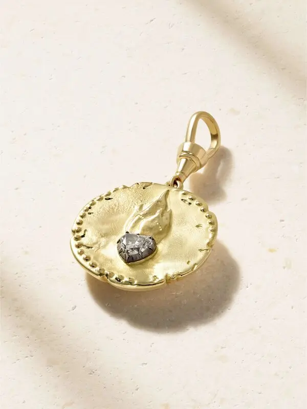 JESSICA MCCORMACK Wild At Heart 18-karat Yellow And Blackened White Diamond Pendant - Gold