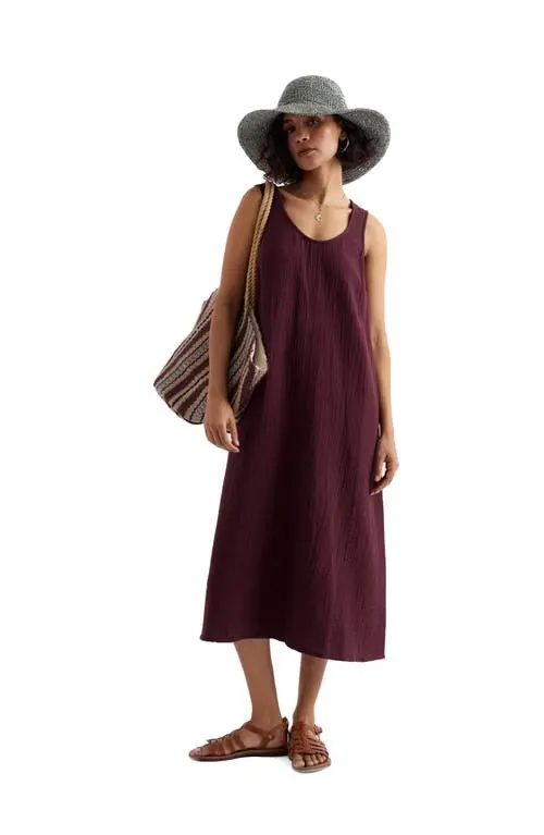 SEASALT CORNWALL Sleeveless Organic Cotton Midi Dress - Cacao
