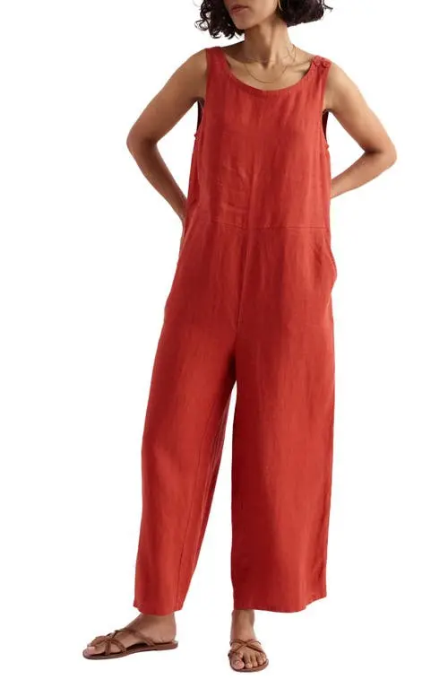 SEASALT CORNWALL Salt Air Wide Leg Linen Jumpsuit - Carnelian