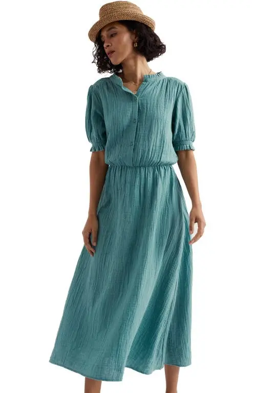 SEASALT CORNWALL Shore Path Organic Cotton Gauze Midi Dress