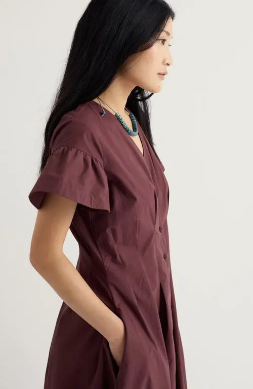 SEASALT CORNWALL Organic Cotton Button-up Midi Dress With Flutter Sleeves