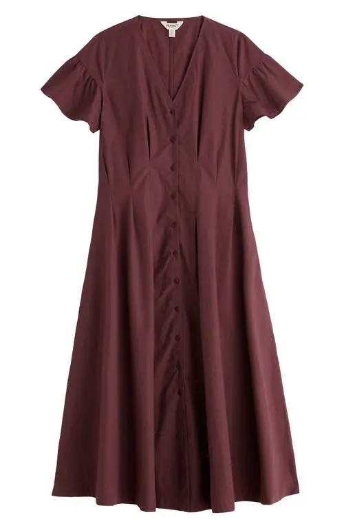 SEASALT CORNWALL Organic Cotton Button-up Midi Dress With Flutter Sleeves