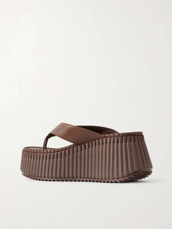 Chloé Nama Leather Platform Thong Sandals