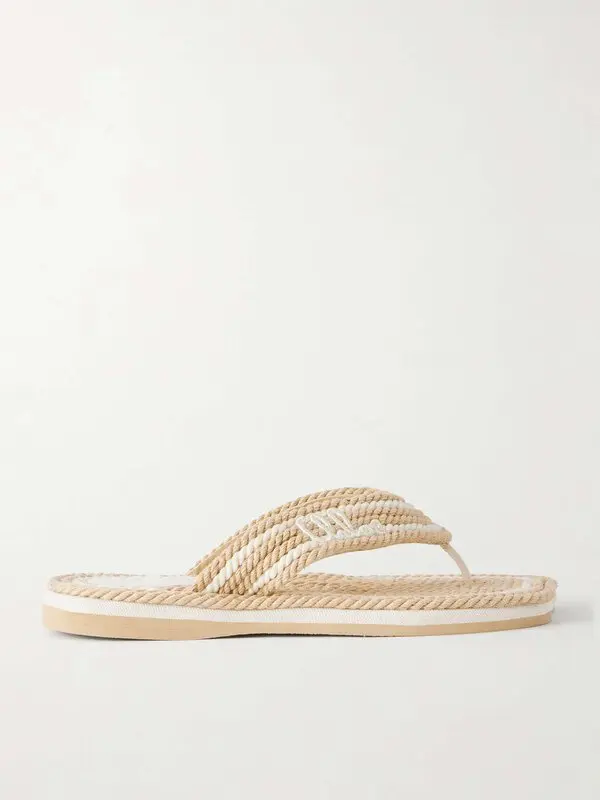 Chloé Embroidered Striped Flat Sandals