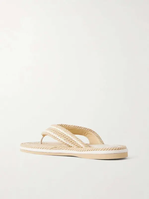 Chloé Embroidered Striped Flat Sandals