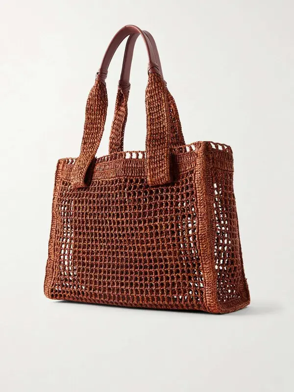 Chloé Summer Banana Leather-trimmed Raffia Tote