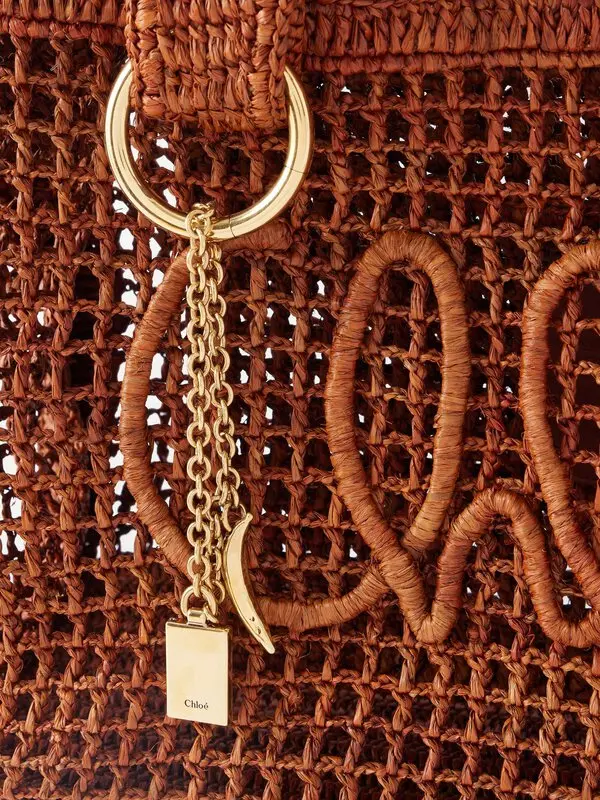 Chloé Summer Banana Leather-trimmed Raffia Tote