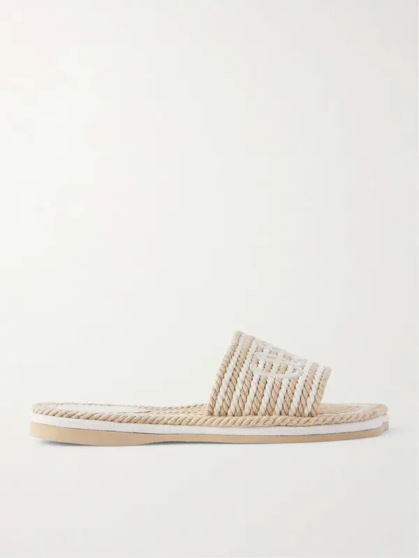 Chloé Embroidered Striped Cord Slides