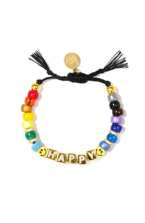 VENESSA ARIZAGA Happy" Rainbow Glass Charm Bracelet - Black