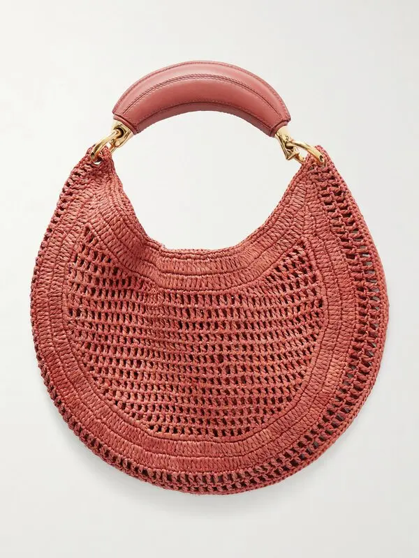 Chloé Raffia Embroidered Logo Tote - Red