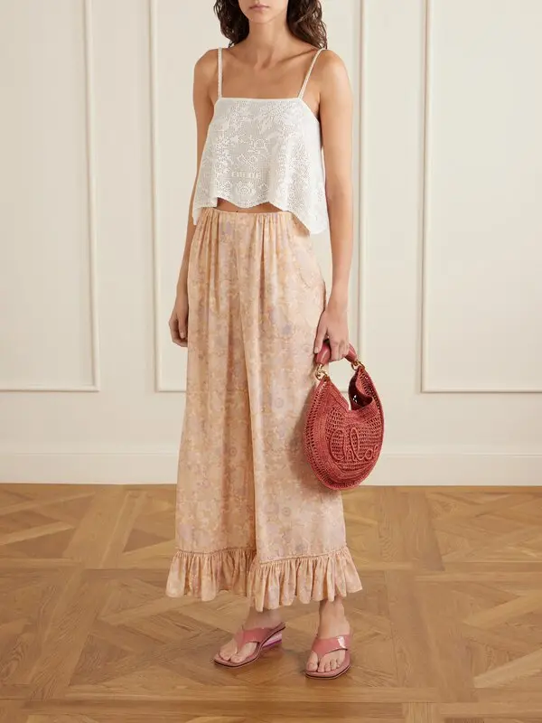 Chloé Raffia Embroidered Logo Tote