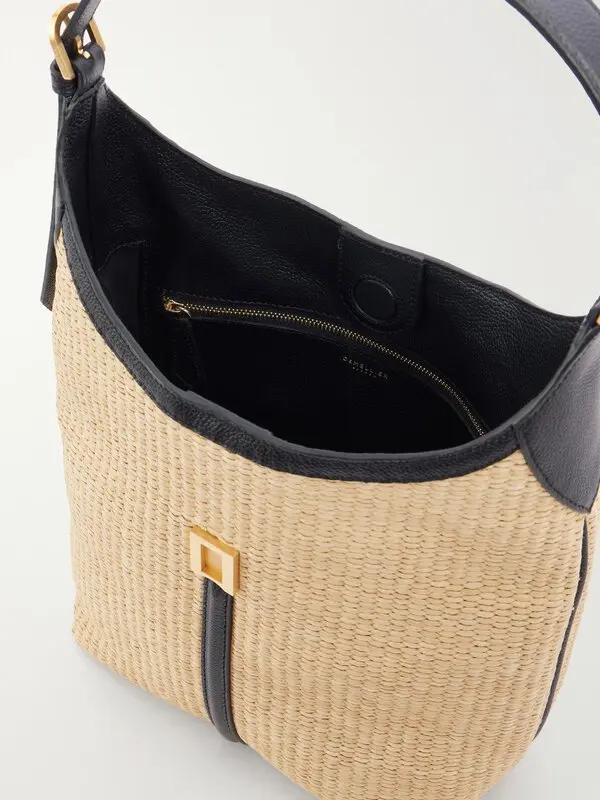 DEMELLIER The Siena Raffia Shoulder Bag With Leather Trim