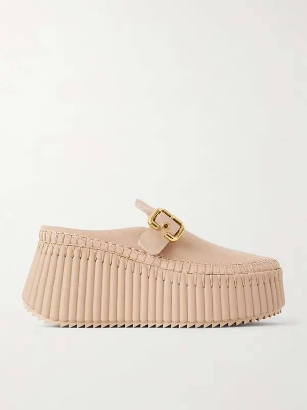 Chloé Nama Suede Platform Mules