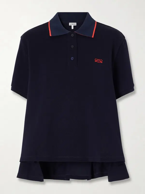 Loewe Anagram-embroidered Cotton Piqué Polo Shirt - Blue