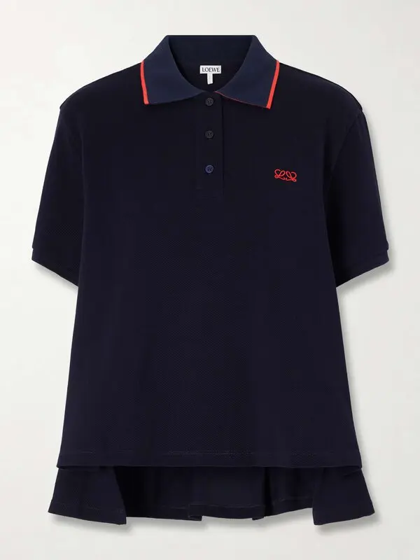 Loewe Anagram-embroidered Cotton-piqué Polo Shirt - Navy