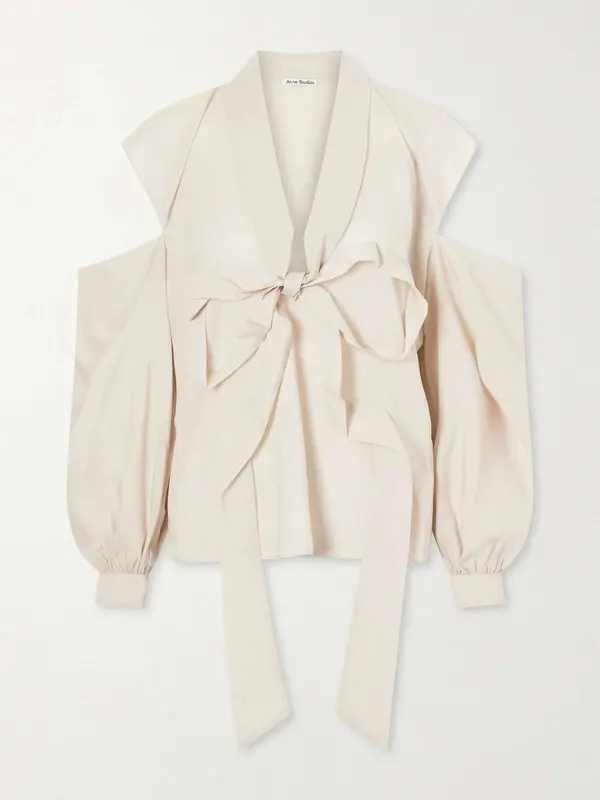 Acne Studios Bow-embellished Cut-out Lyocell Blouse - Beige