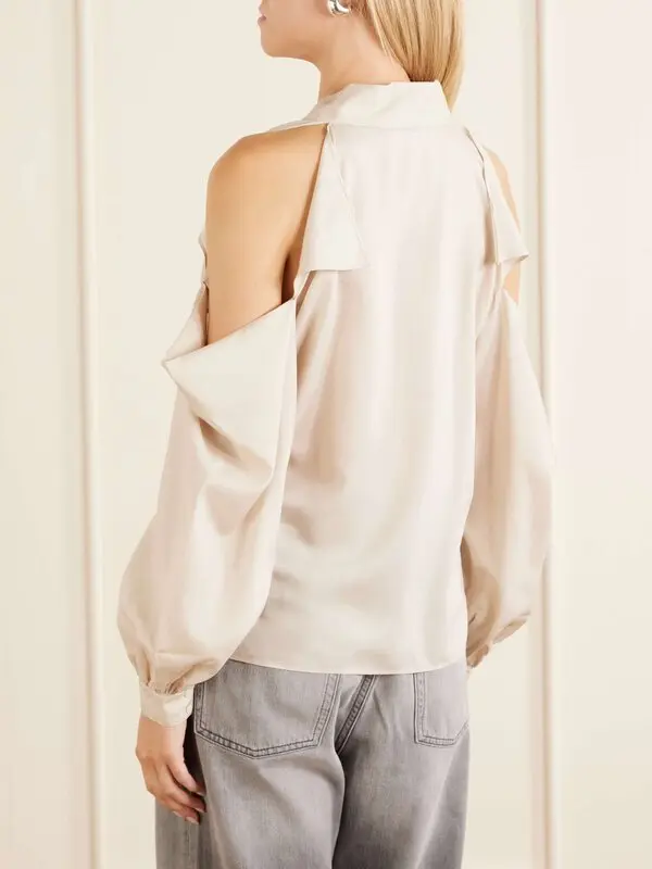 Acne Studios Bow-embellished Cut-out Lyocell Blouse - Beige
