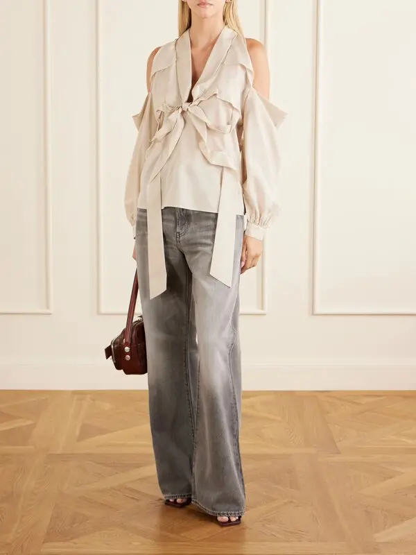 Acne Studios Bow-embellished Cut-out Lyocell Blouse