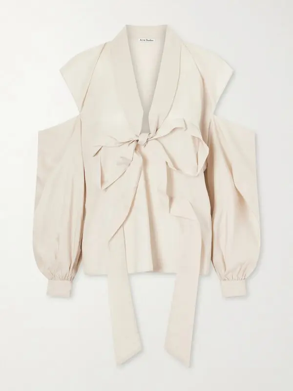 Acne Studios Bow-embellished Cut-out Lyocell Blouse - Neutrals