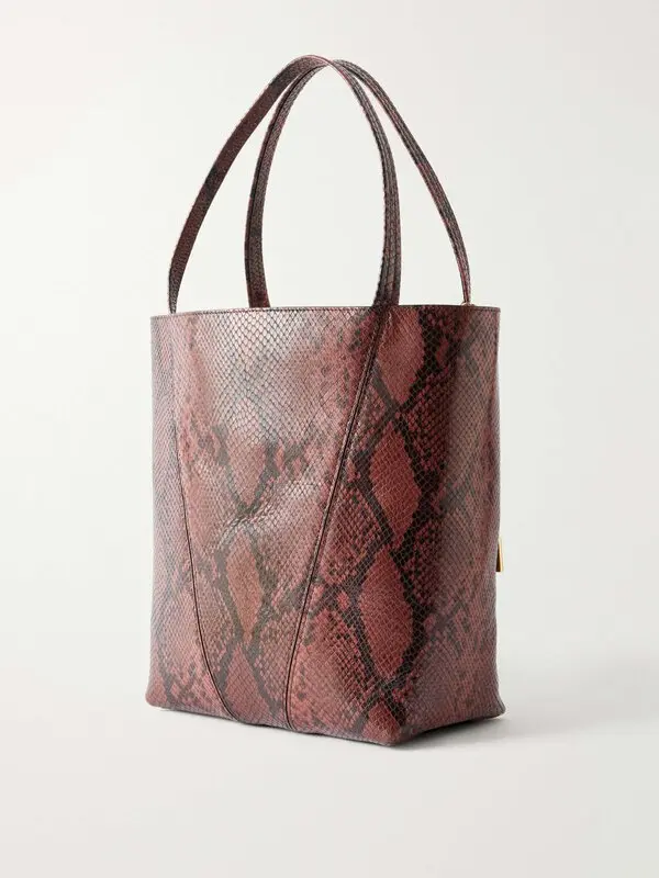 Chloé Spin Embellished Snake-effect Leather Tote