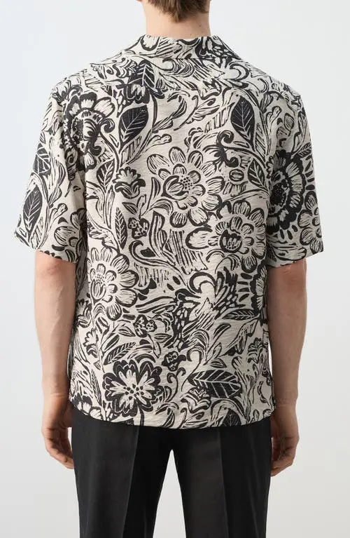 Mango Printed Textured Camp Shirt
