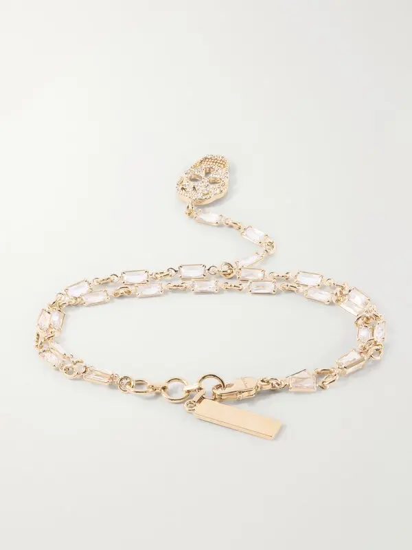 Alexander McQueen Pavé Skull Crystal-embellished -tone Cubic Zirconia Bracelet