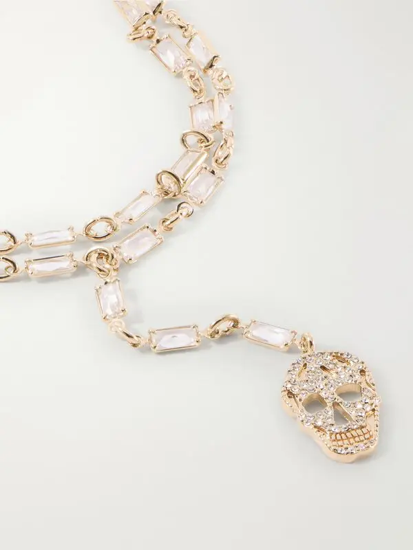 Alexander McQueen Pavé Skull Crystal-embellished -tone Cubic Zirconia Bracelet