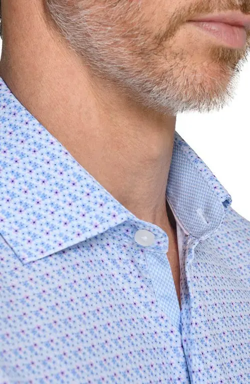 W.R.K Faint Floral Performance Dress Shirt - White/blue